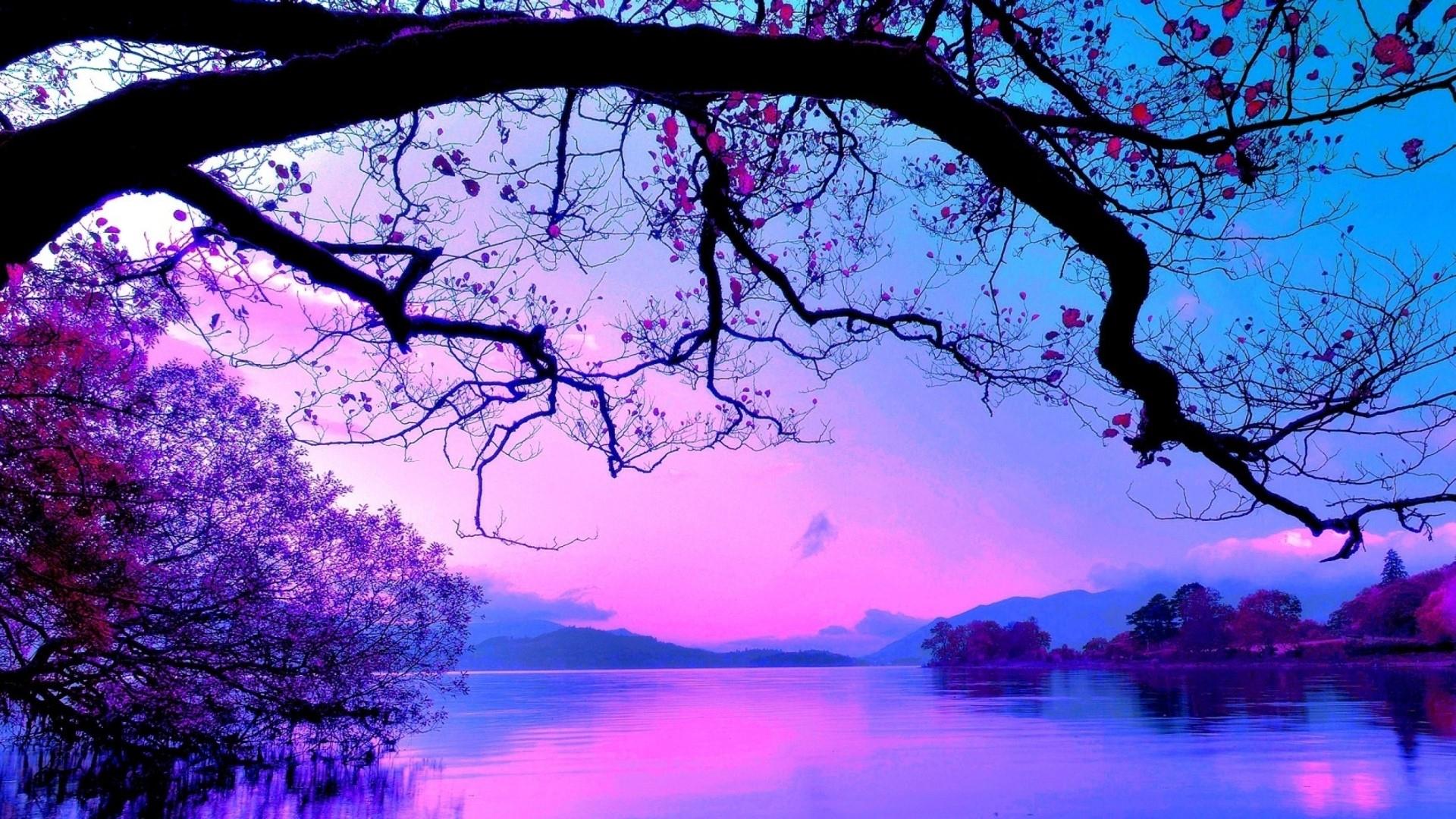 Purplish Blue Landscape Wallpaper - Purple And Blue Landscape ...