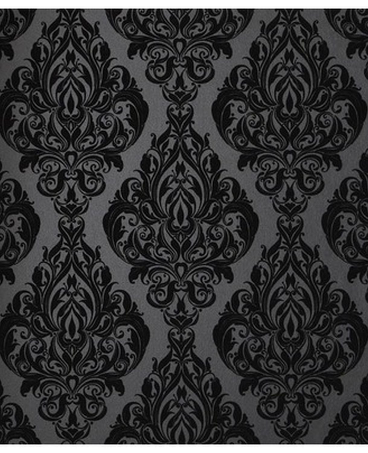 Black Damask Wallpaper Bedroom - 1219x1500 Wallpaper - teahub.io