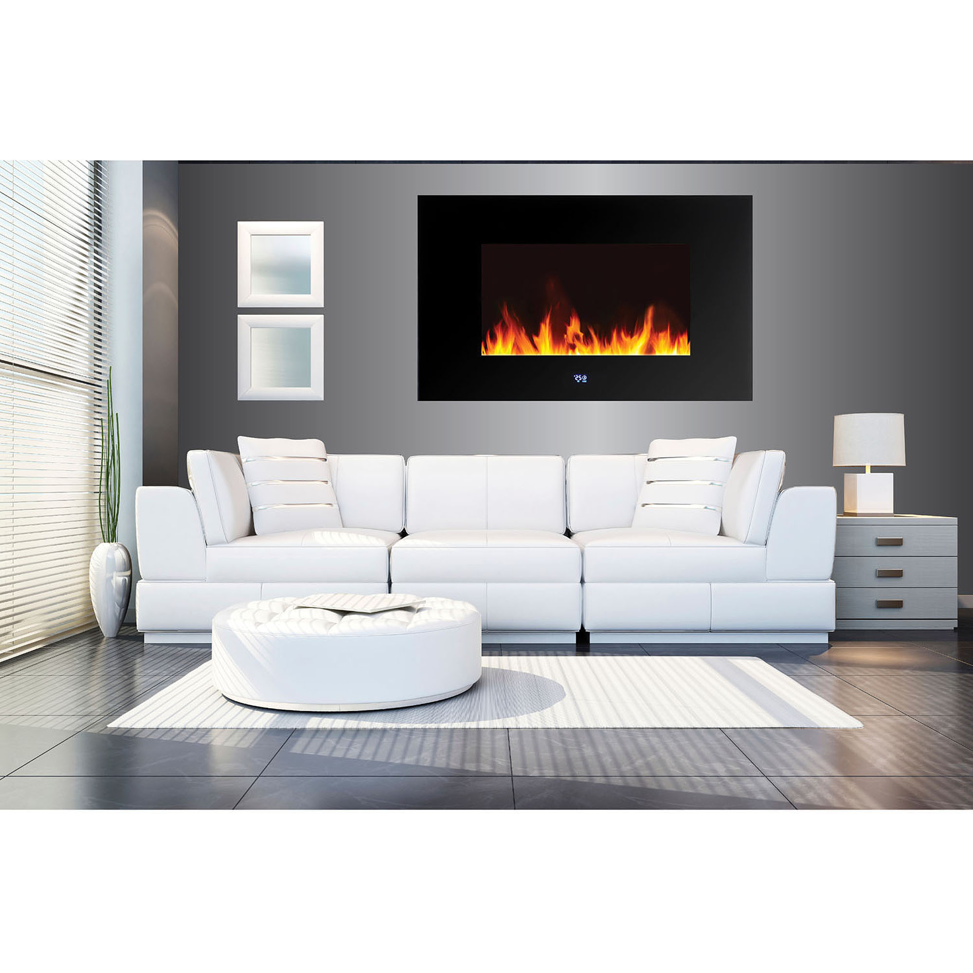Digital Fireplace In Wall - 2000x2000 Wallpaper - teahub.io