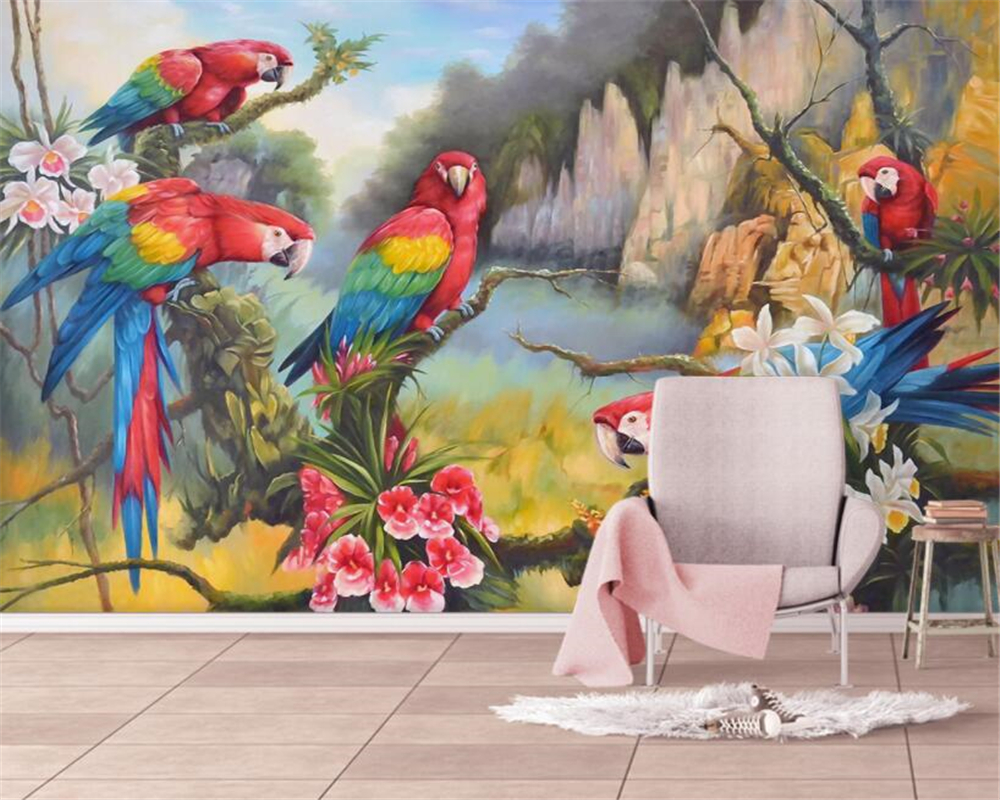 Parrot Mural Painting - 1000x800 Wallpaper - teahub.io