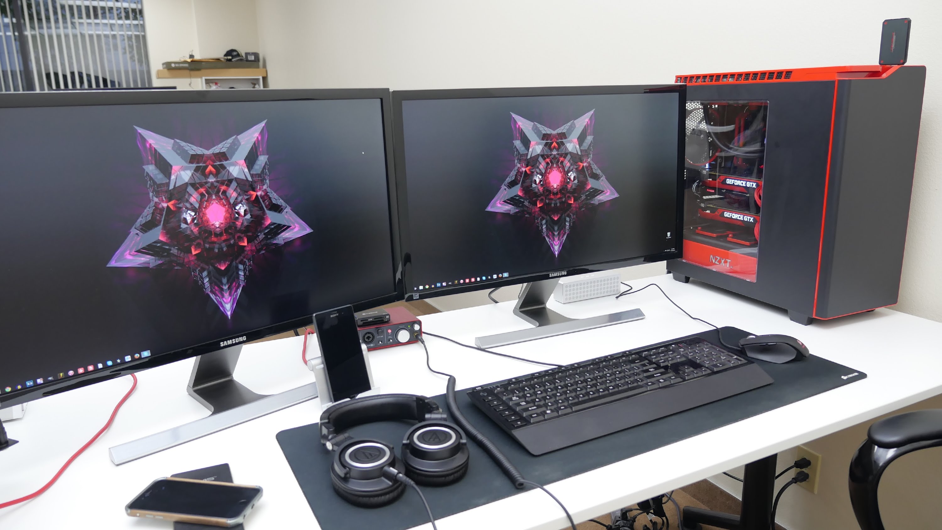 Ed S Epic Desk Setup Tour - Clean Dual Monitor Setup - 3000x1688 ...