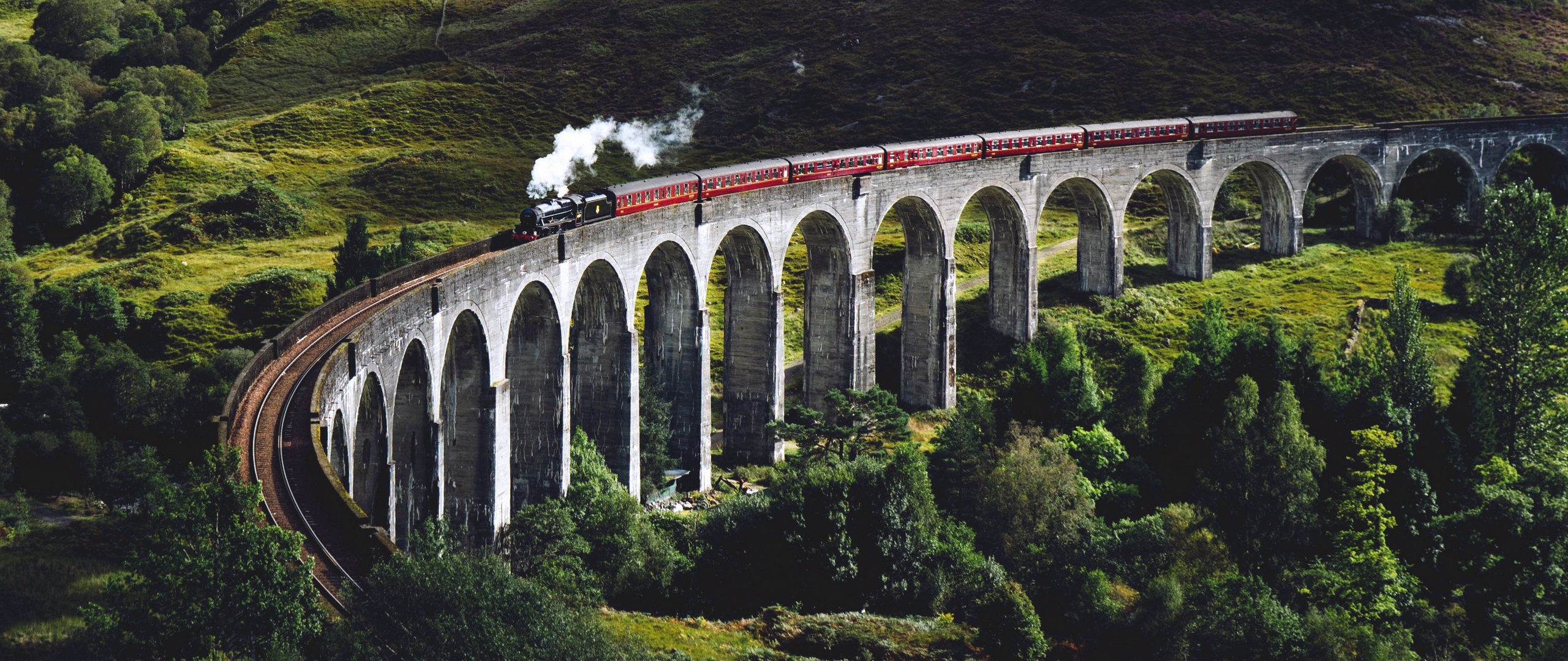 Wallpaper Train, Bridge, Trees - Dual Screen Wallpaper Train ...