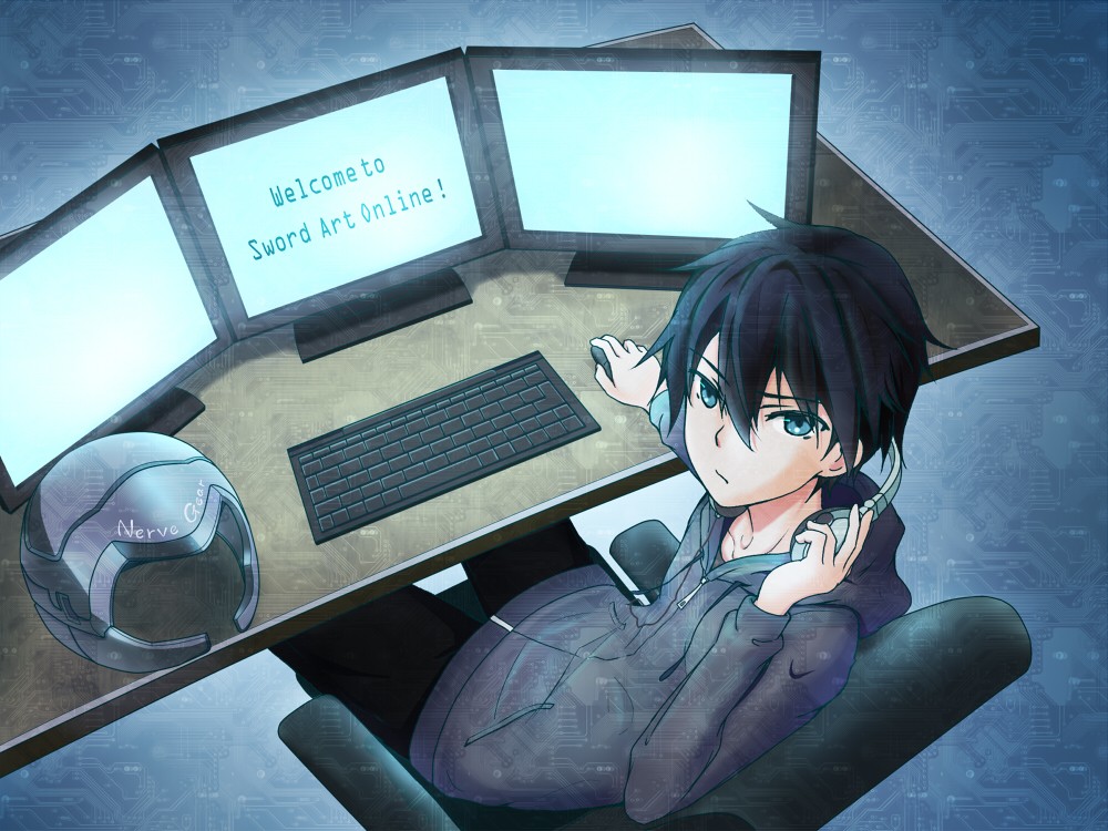 Anime Boy On Computer