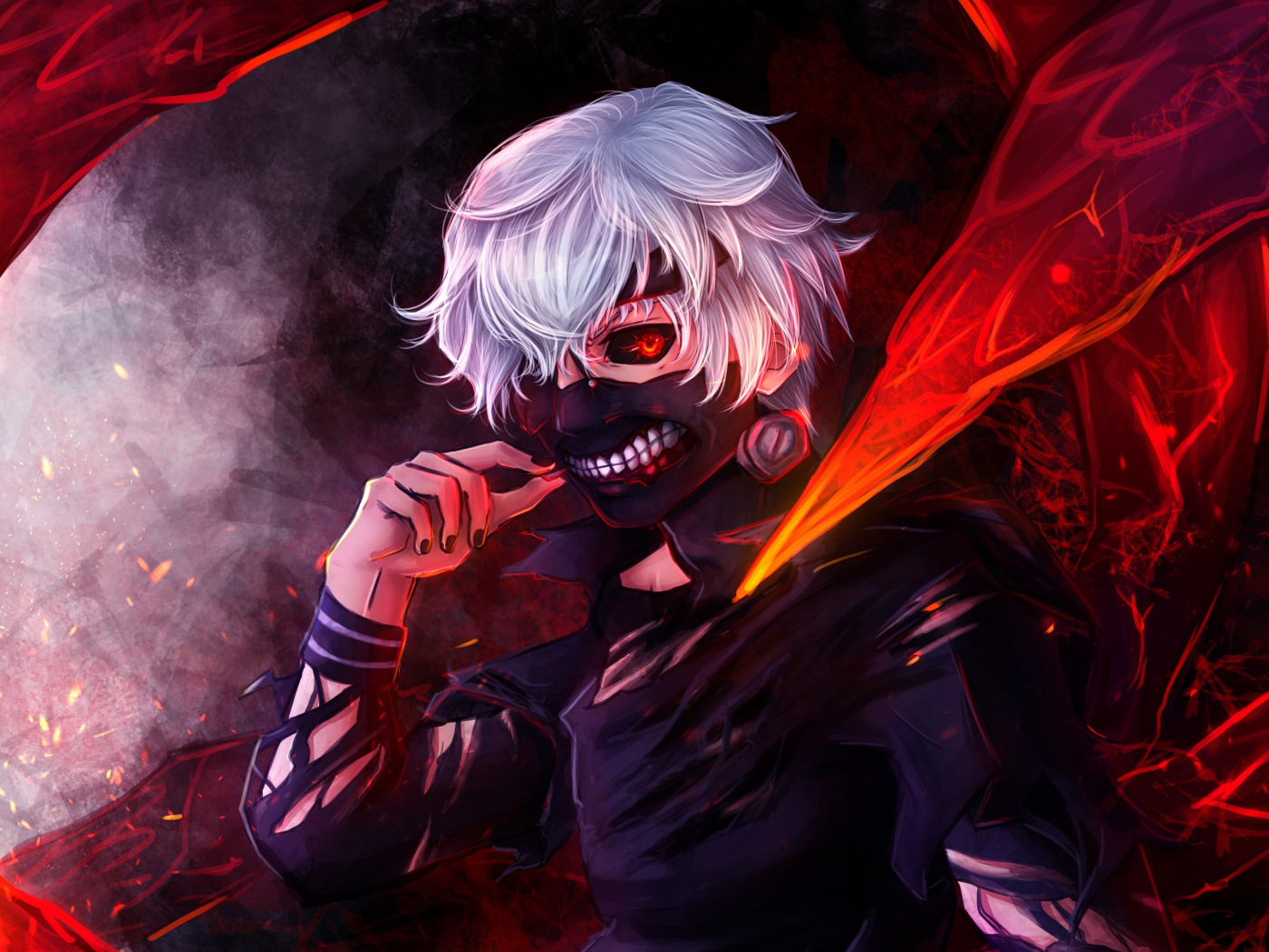 Ken Kaneki, White Hair, Artwork, Wallpaper - Tokyo Ghoul - 1400x1050 ...