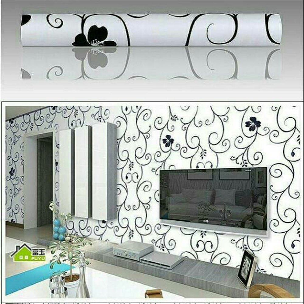 Download Wallpaper Sticker Murah 10m Motif Bunga Hitam - Motif ...