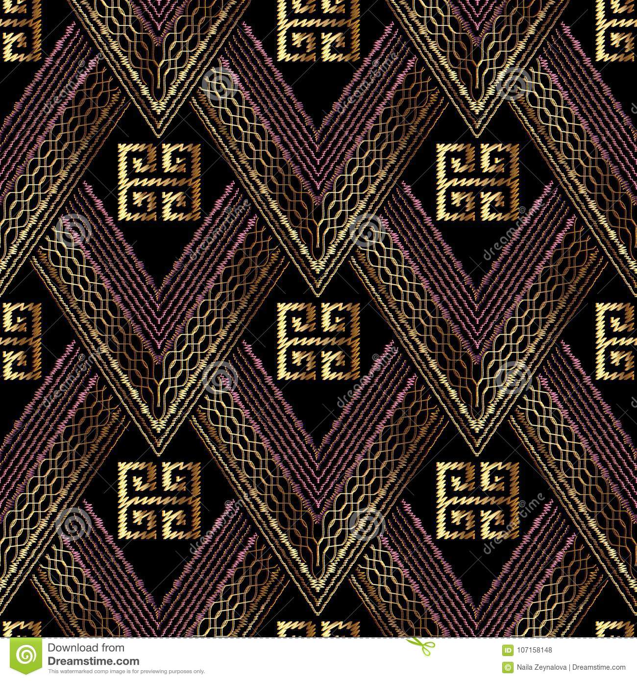 Embroidery Vector Meander Seamless Pattern - Embroidery - 1300x1390 ...