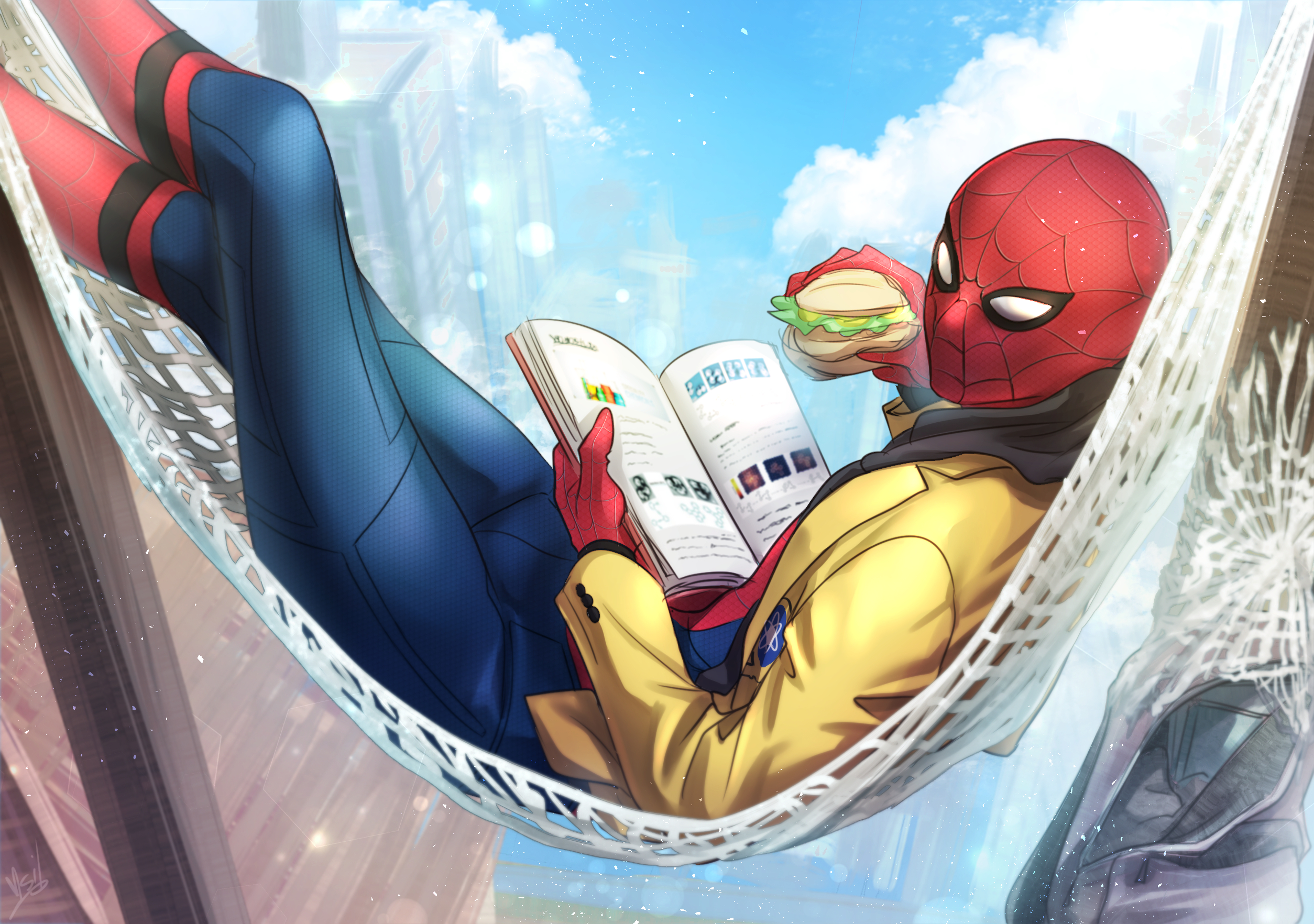Spider Man Reading A Book - 2508x1764 Wallpaper - teahub.io