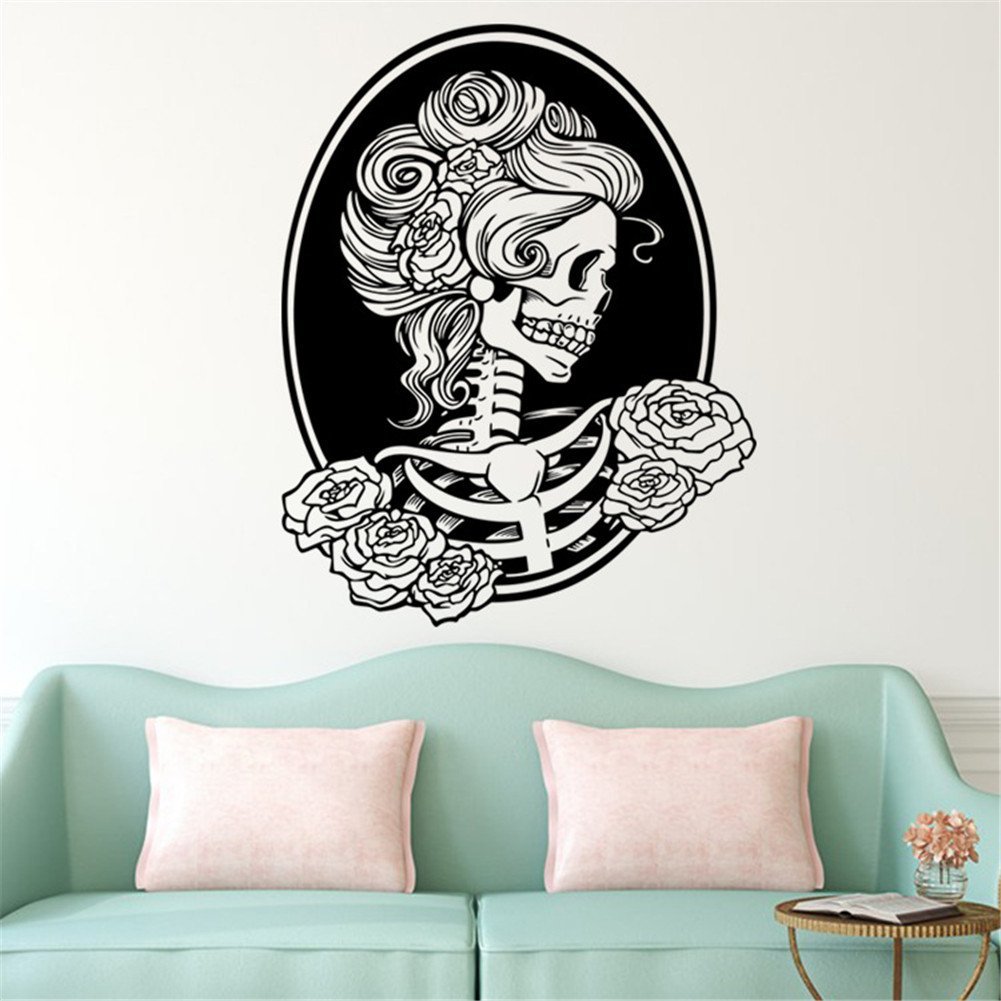 Download Bibitime Halloween Skull Wall Art Decor Decals Skeleton - Wall ...