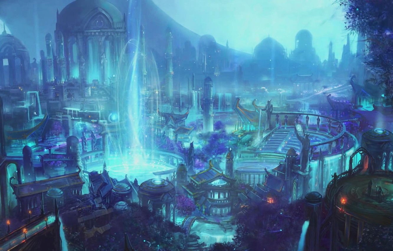 Photo Wallpaper Wow World Of Warcraft Legion Suramar Ny Alotha The Walking City 1332x850