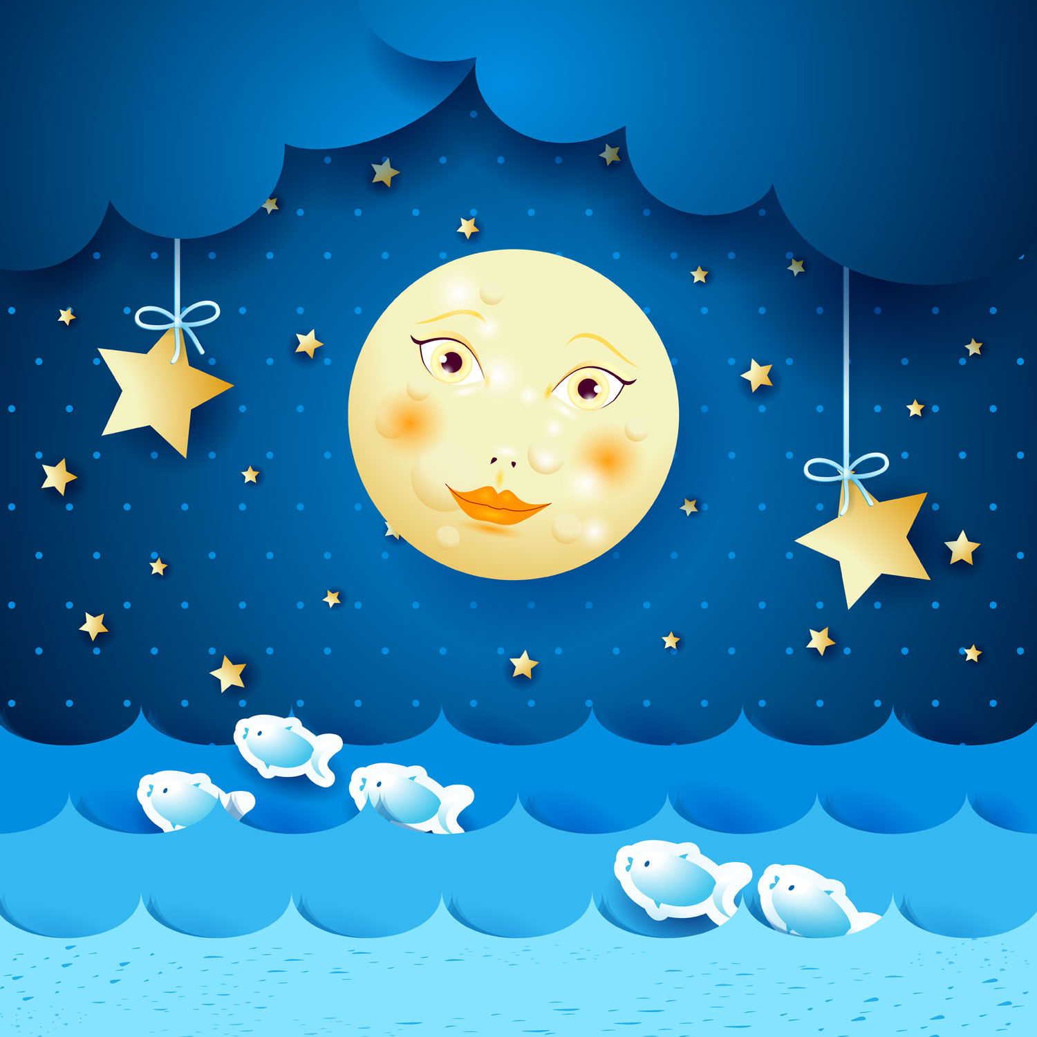 Moon Stars Sea - Stars Moon And Sea - 1500x1500 Wallpaper - teahub.io
