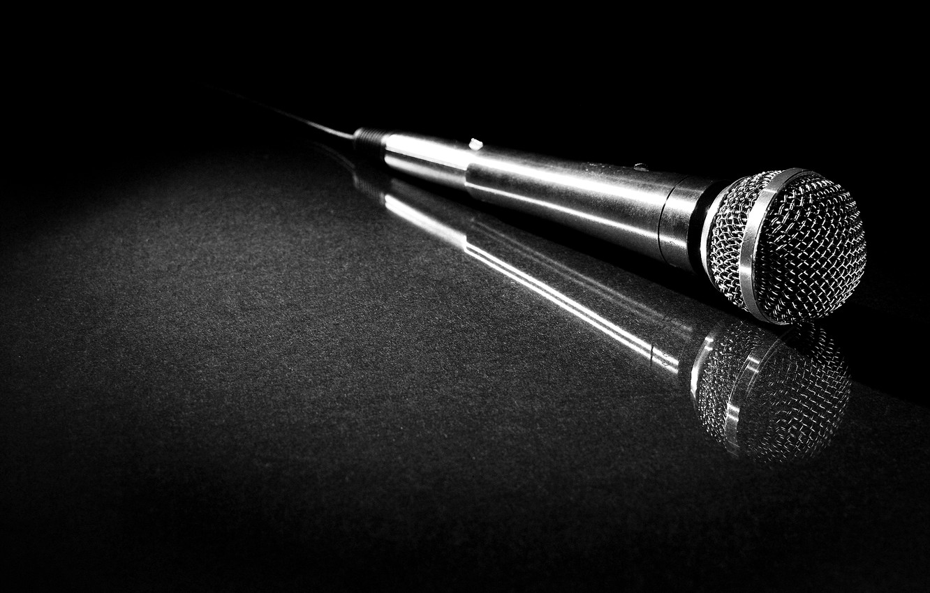 Photo Wallpaper Microphone, White And Black, Ground - Microphone On The ...