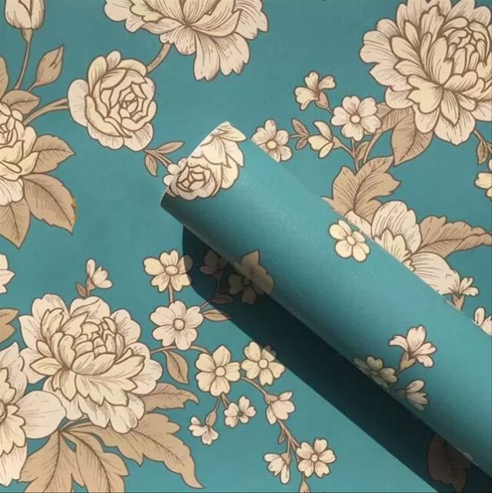 Termurah Wallpaper Stiker Motif Bunga Hijau Tosca Wallpaper ...