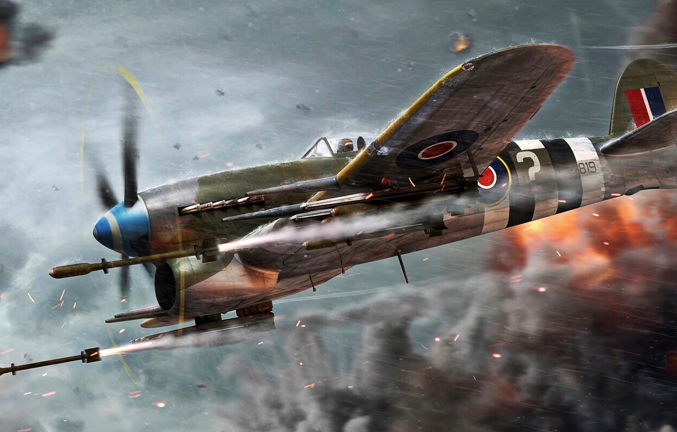 Photo Wallpaper Raf, Typhoon, Hawker Typhoon Mk - Ww2 Aviation Art ...