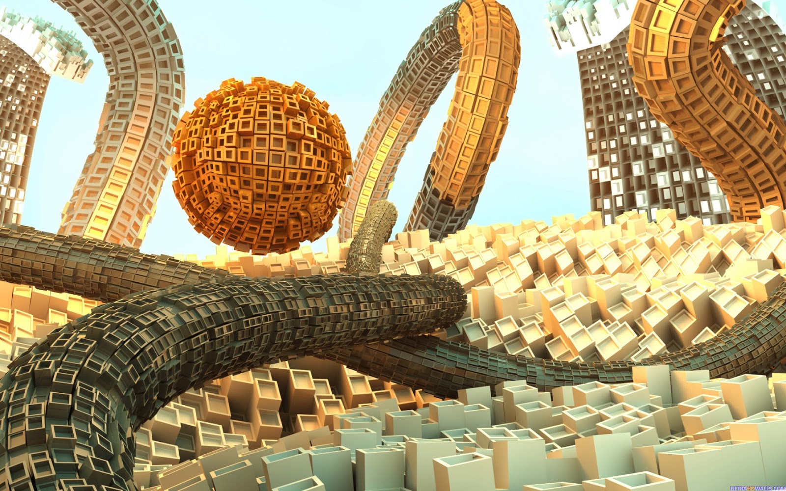 3d Ball Cube Shape Apocalypse Scene - Wallpaper - 1600x1000 Wallpaper ...