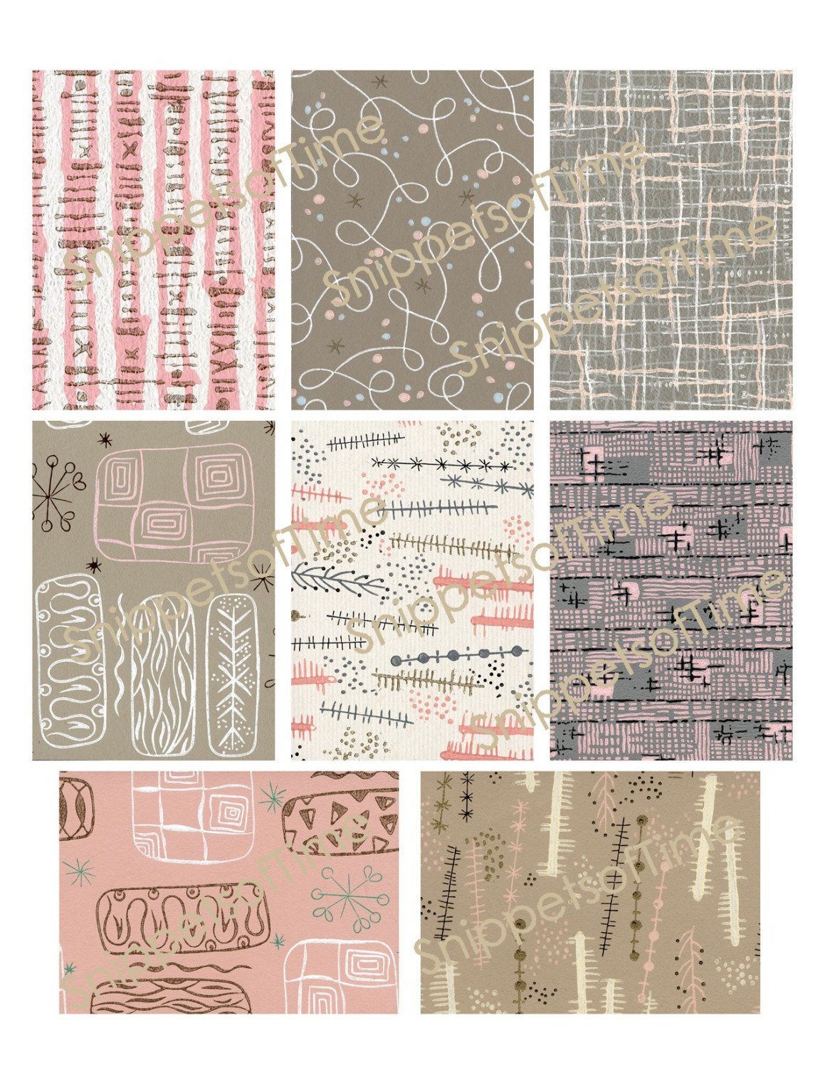 1950s Atomic Eames Era Wallpaper Digital Collage Sheet - Motif ...