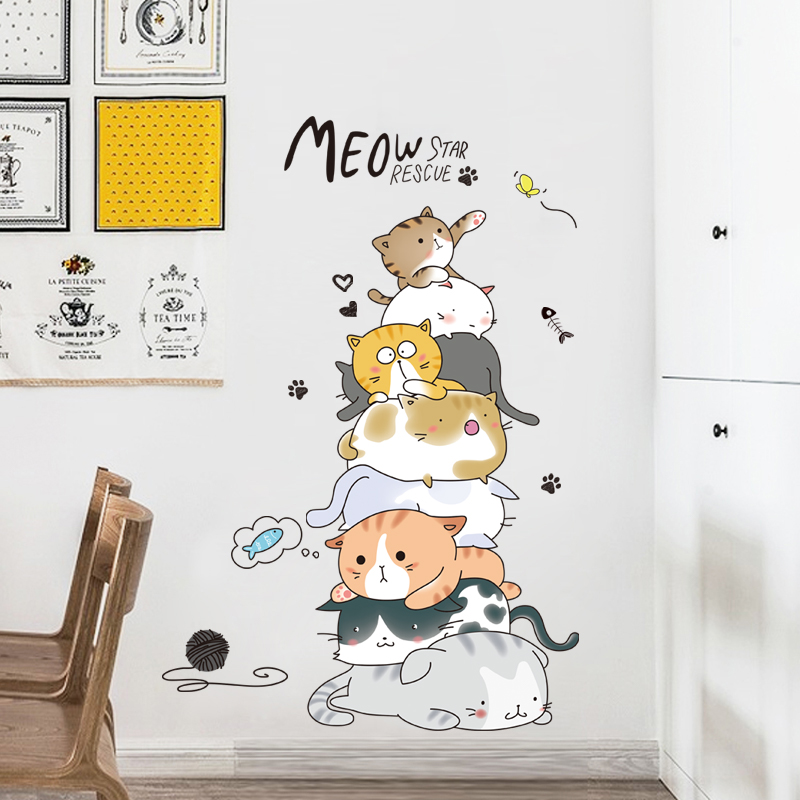 Cat Door Sticker Cute Creative Warm Wall Sticker Stickers - Naljepnice ...