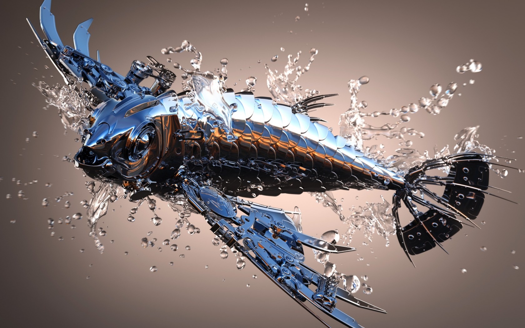 Wallpaper 3d Metal Fish - Metal Fish - 1680x1050 Wallpaper - teahub.io