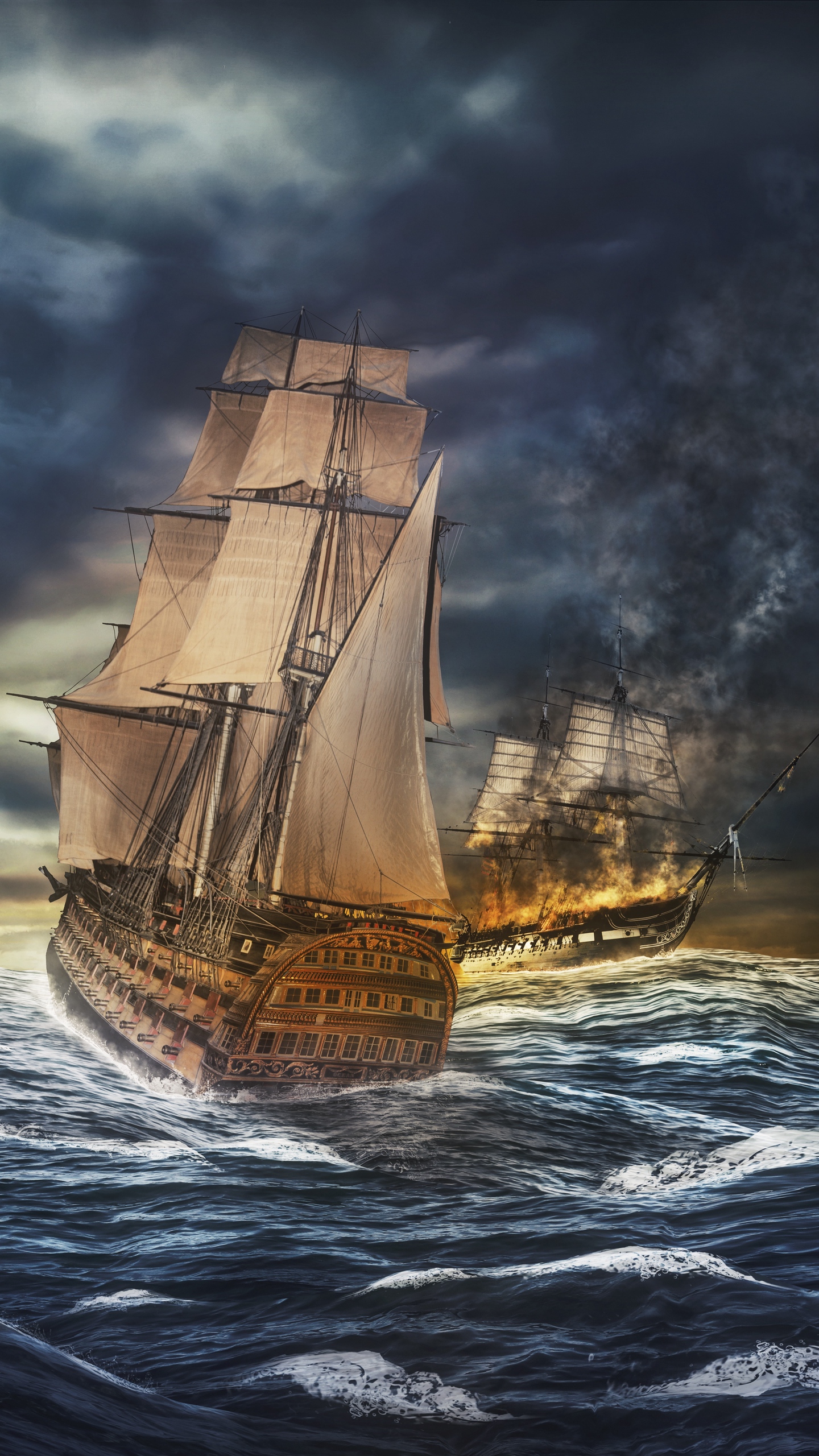 Wallpaper Ships, Sea, Storm, Sea Battle, Photoshop - Bedam Shah Warsi ...