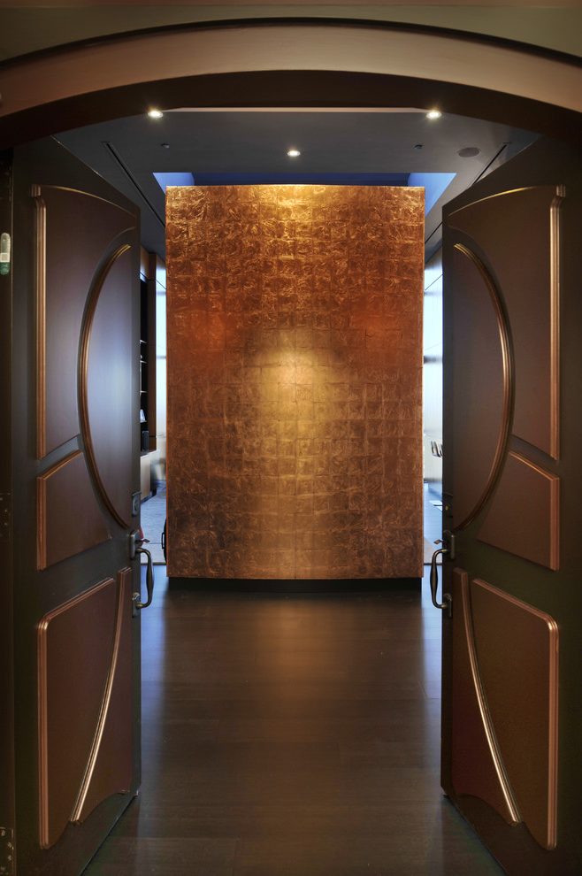 Silver Gold Entry Contemporary With Recessed Lighting - Door - 658x990 ...