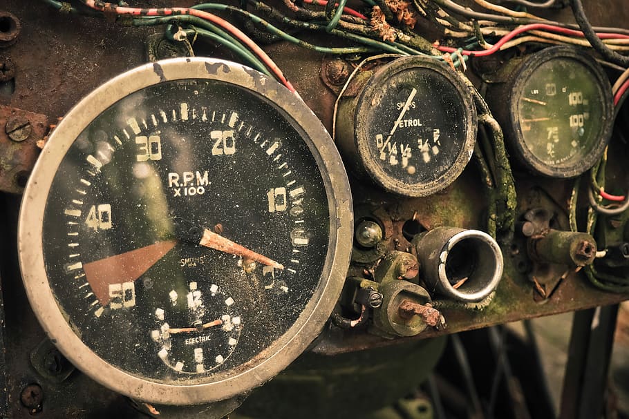 Vintage Vehicle Instrumental Panel Cluster, Gauge, - Speedometer ...