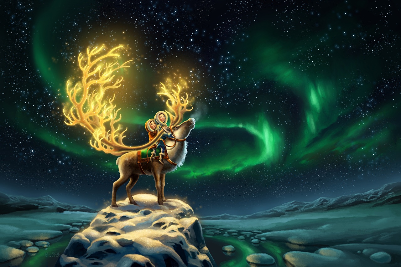 Mythology Deer With Golden Antlers - 1280x853 Wallpaper - teahub.io