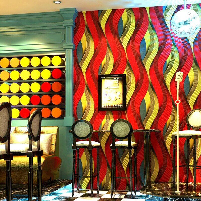 53x10m Ktv Theme Box Bar 3d Stereo Wave Pattern Wallpaper - Wallpaper ...