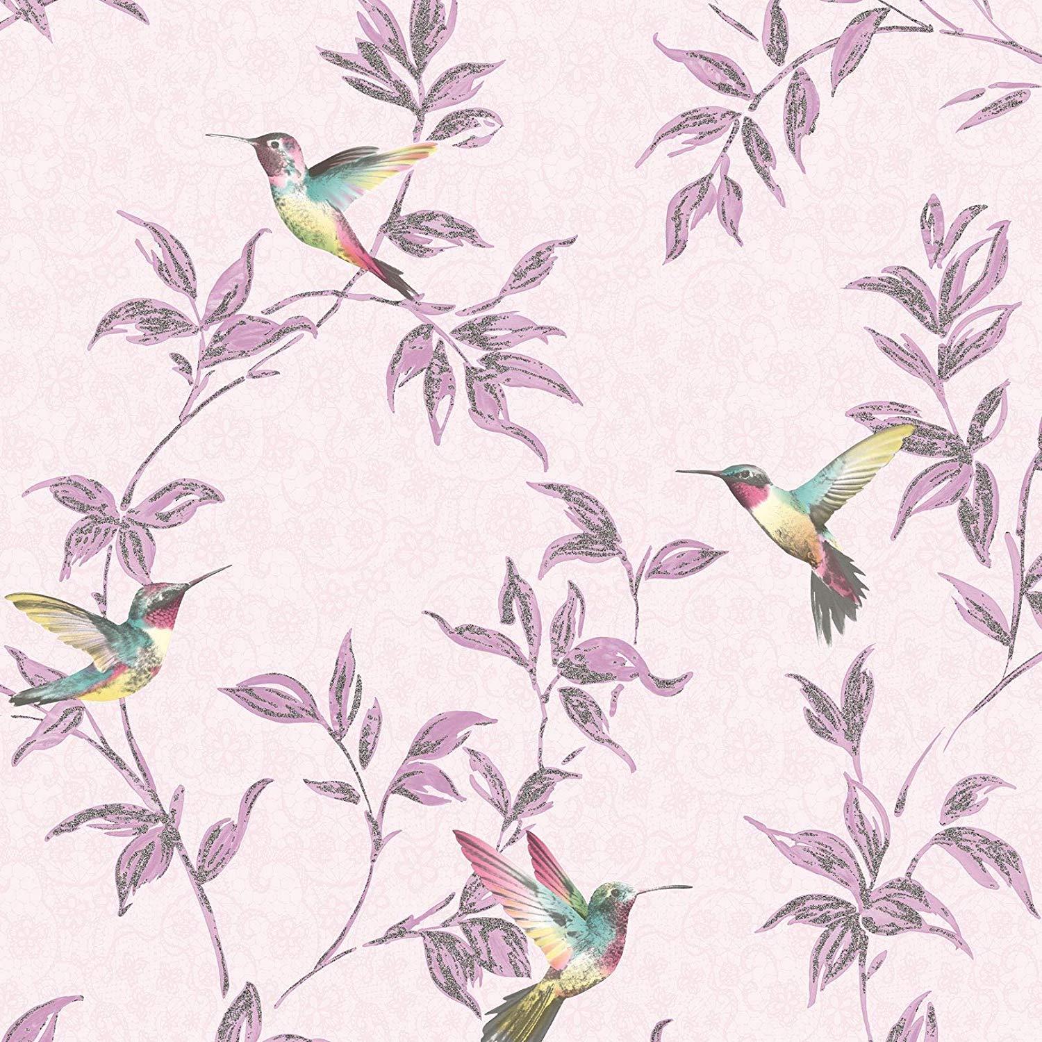 Sparkle Hummingbird Wallpaper Pink Fine Decor Fd41925 - Purple ...