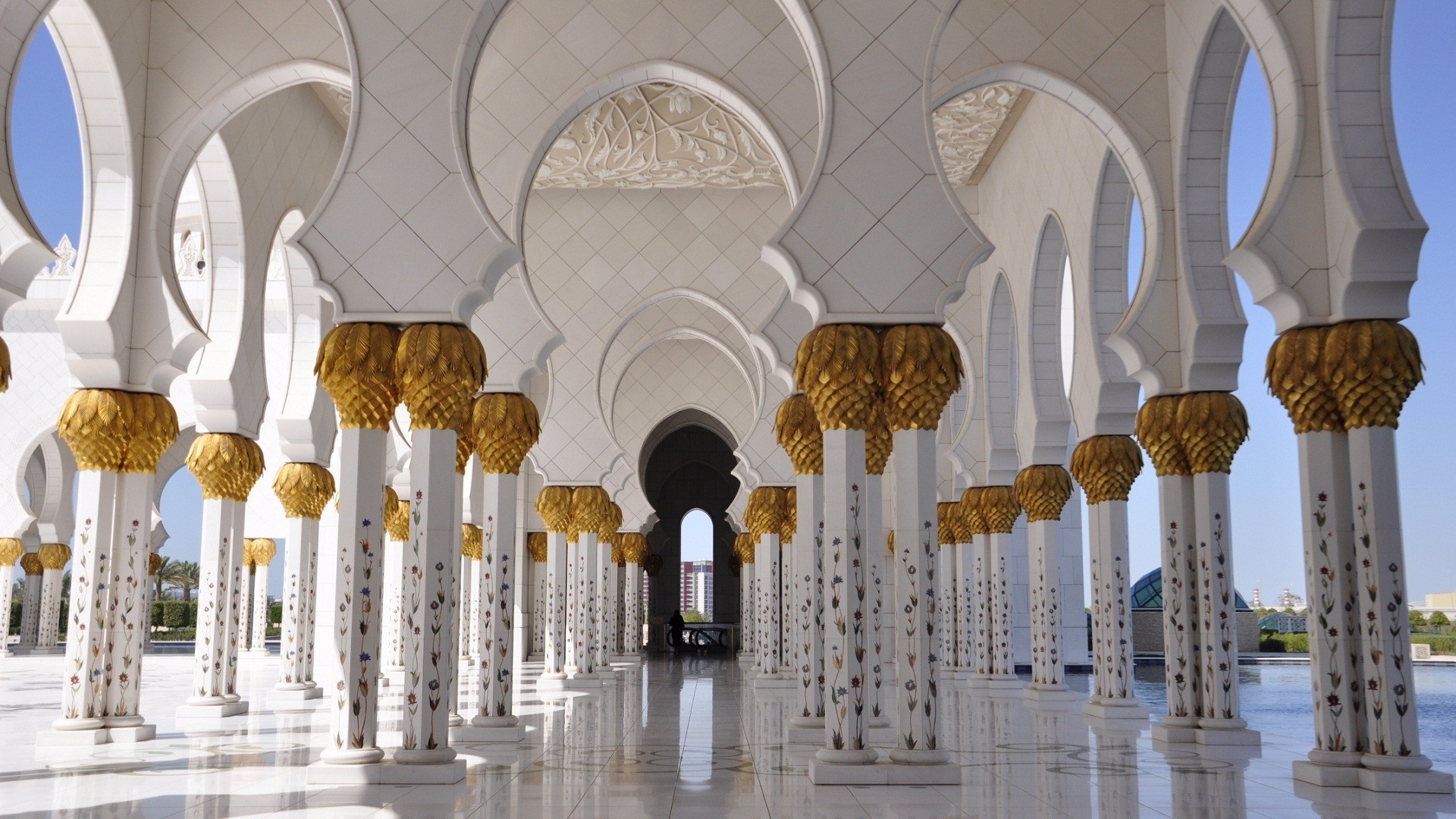 Wallpaper Sheikh Zayed Mosque Arabic Arch Pillar Gilding - Sheikh Zayed ...