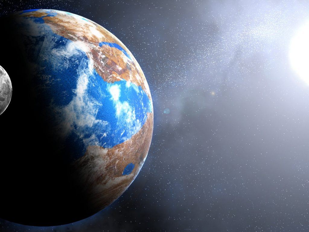 Earth And Moon From Outer Space