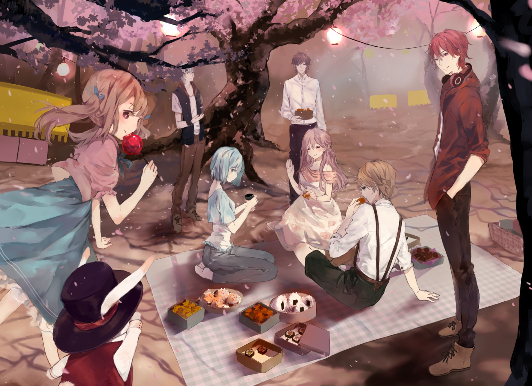Anime Landscape, Picnic, Sakura Tree - 1707x1240 Wallpaper - teahub.io