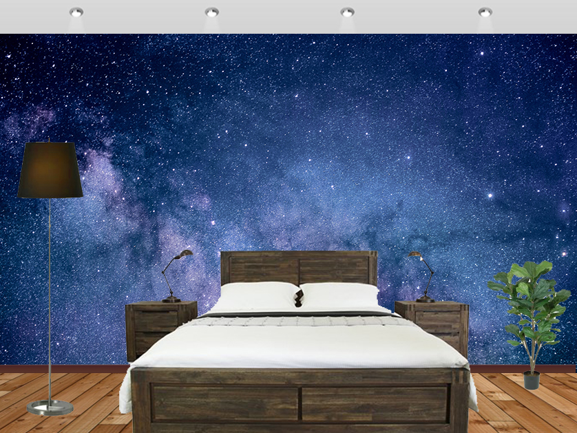 Diversified Colour Theme Galaxy Wall Mural Bedroom - Raining Wallpaper ...