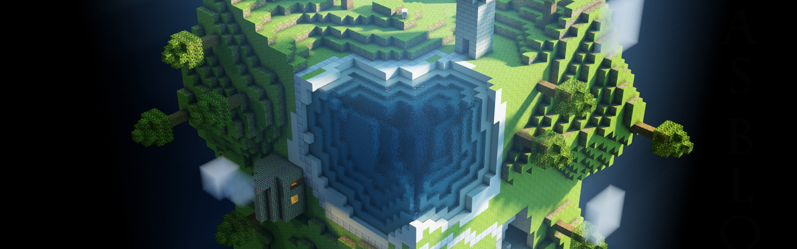 Minecraft Fan Art Landscape - 3360x1050 Wallpaper - teahub.io