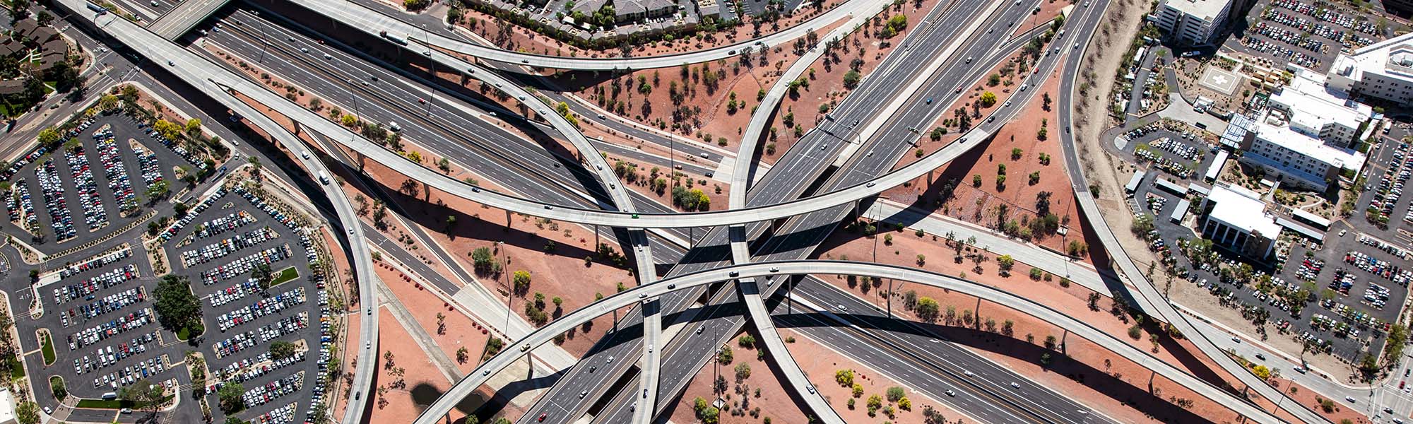 Aerial View Of A Complex Road System - Arizona Interchange - 2000x600 ...