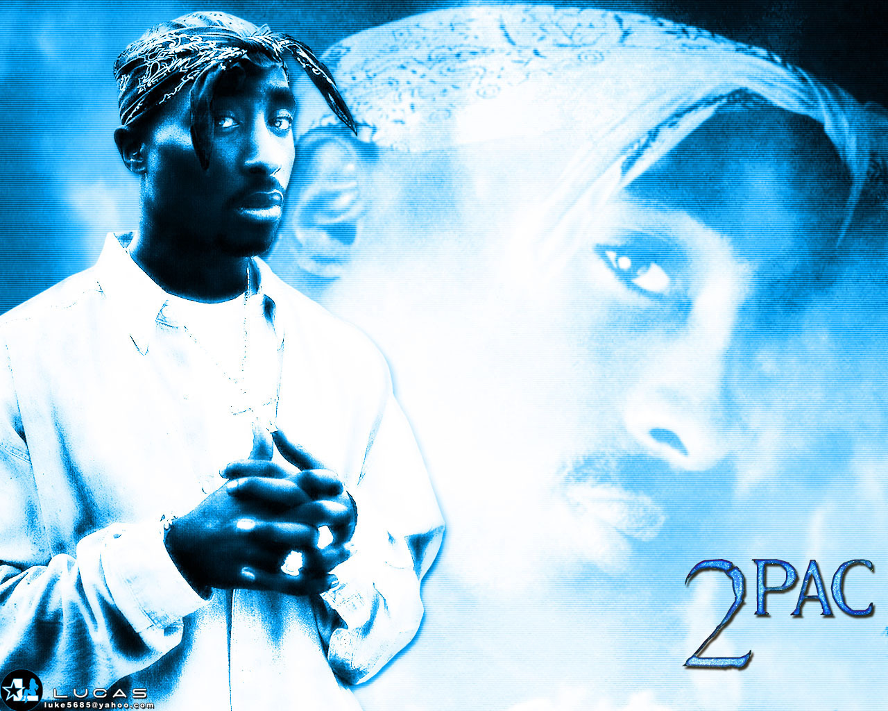 Hip-hop Fondo De Pantalla - Tupac With Blue Bandana - 1280x1024 ...