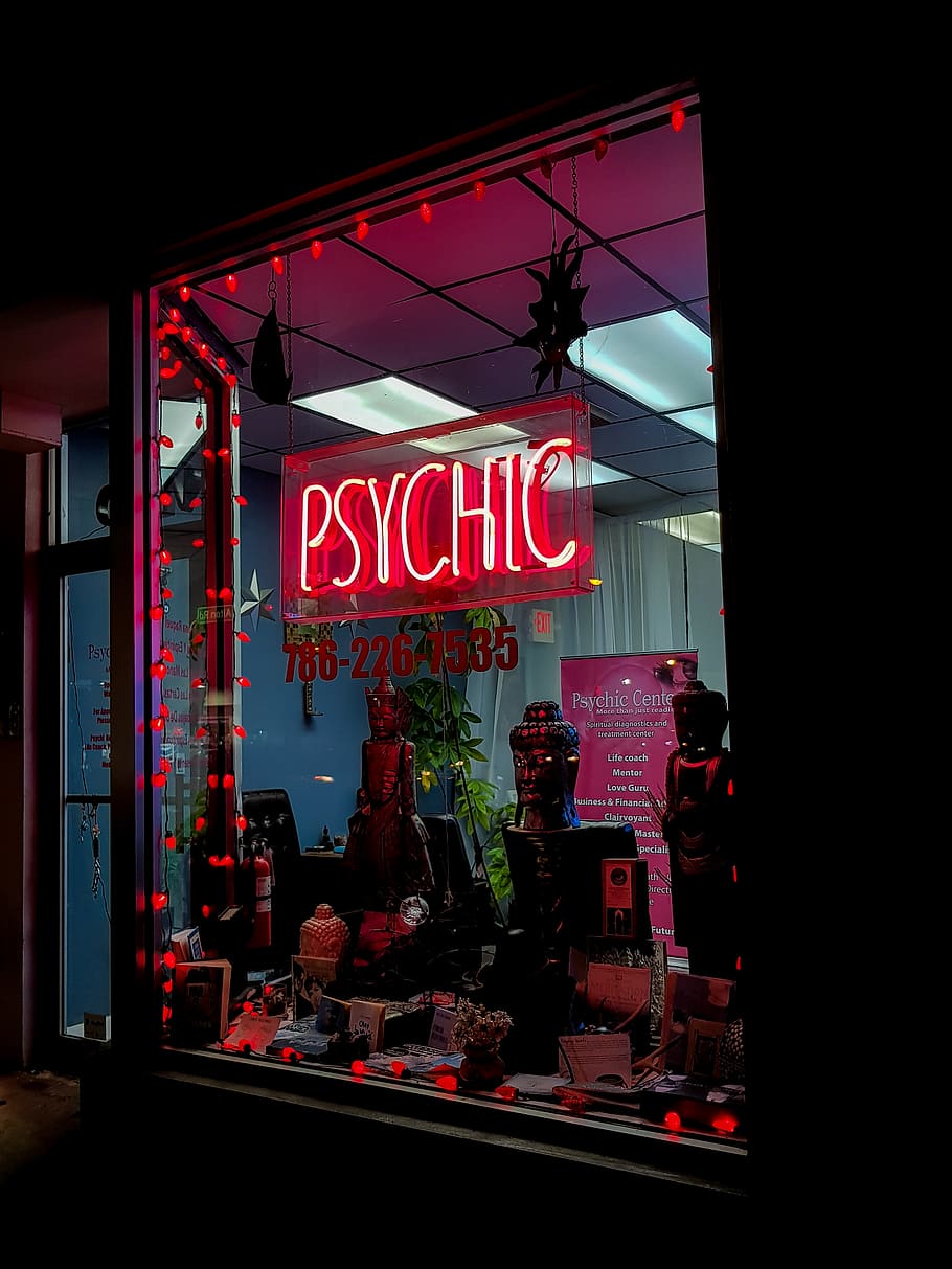 Shop, Window Display, Neon, Psychic, Reading, Signage, - Psychic ...