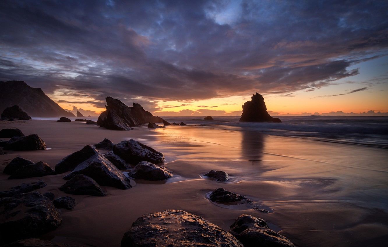 Photo Wallpaper Sunset, Coast, Portugal, Portugal, - Sunset - 1332x850 ...