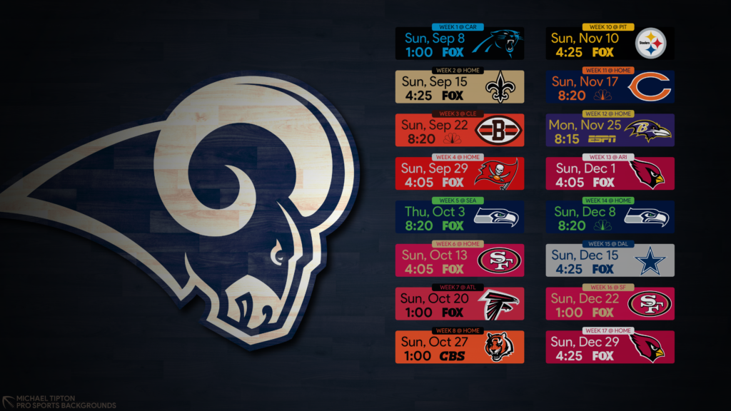 2019 Nfl Los Angeles Rams Desktop Hardwood Schedule - Los Angeles Rams ...