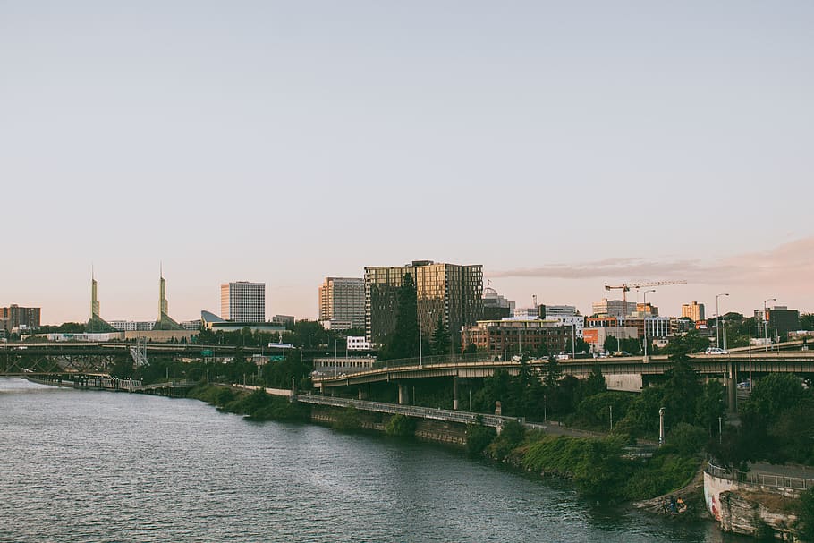 Portland, United States, Buildings, Skyline, Sundown, - Urban Area ...
