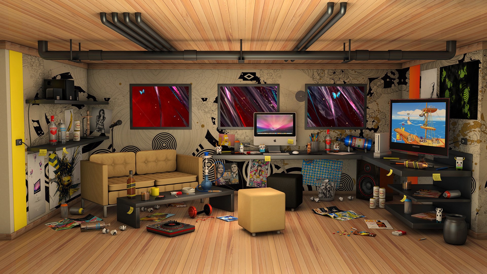3d Room Cool Picture Wallpaper - Tech Room - 1920x1080 Wallpaper ...