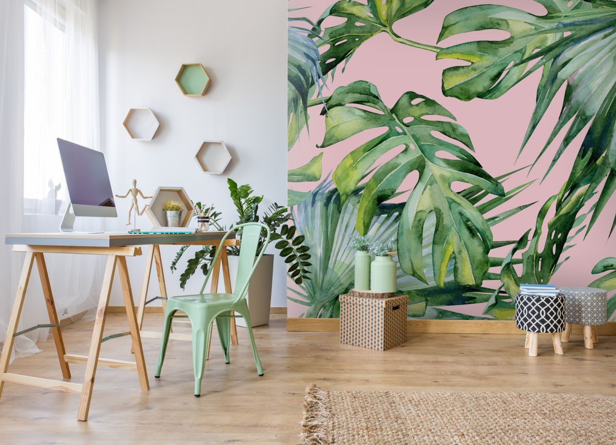 Tropical Print Feature Wall - 1200x868 Wallpaper - teahub.io