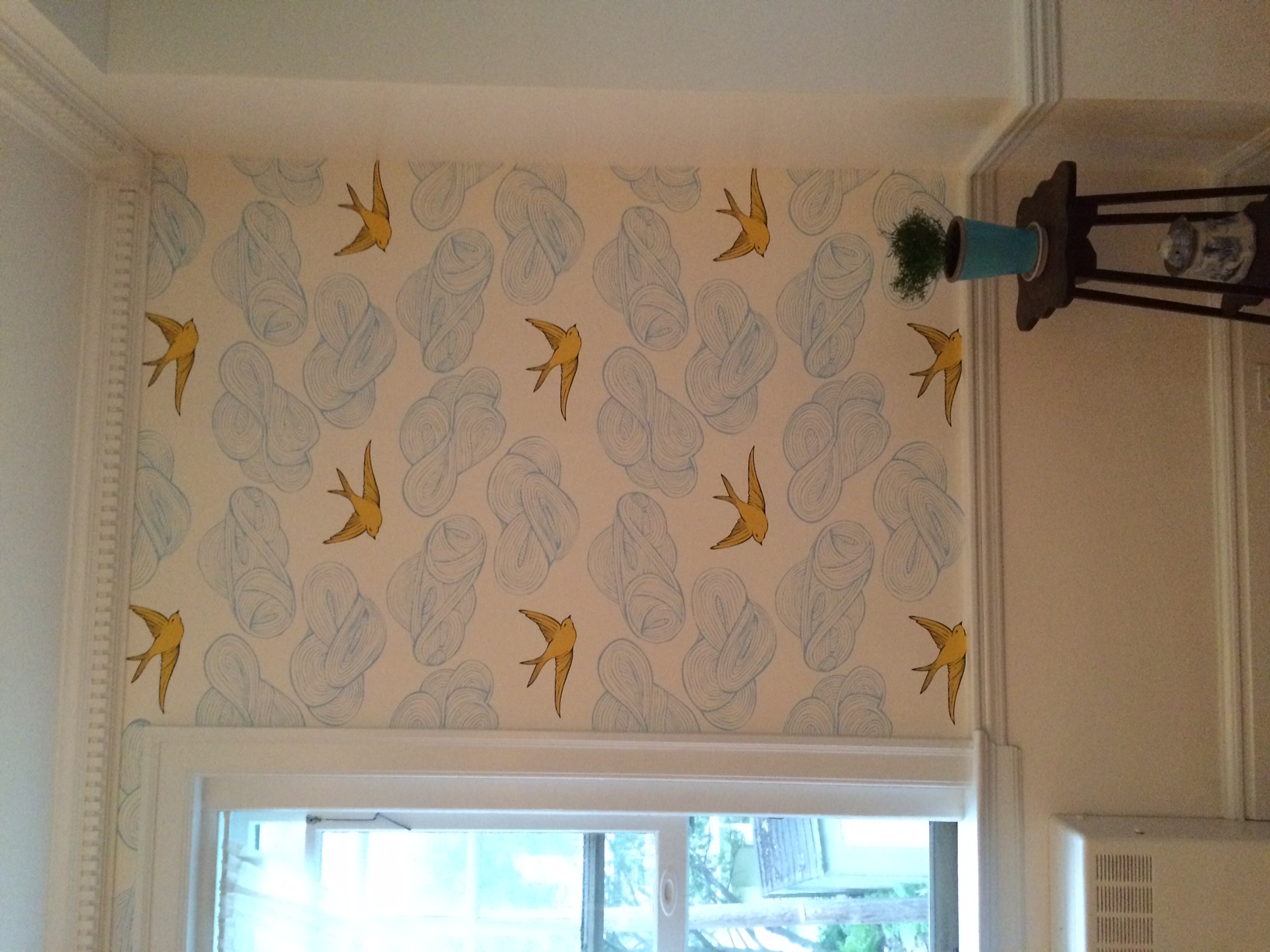 Finally Finished My First Ever Diy Wallpaper Project - Yellow And Gray ...