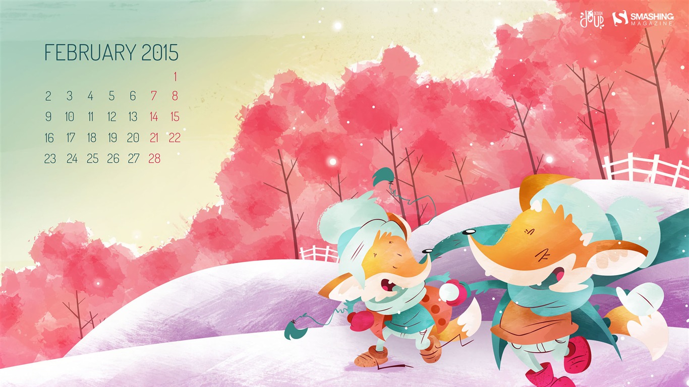 Snow Fox Cartoon-february 2015 Calendar Wallpaper2015 - Wallpaper ...
