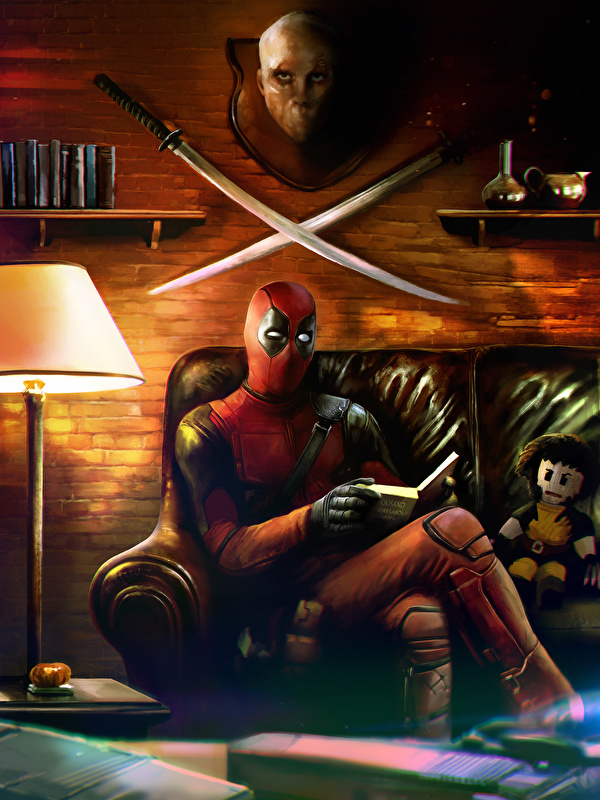 Deadpool Reading A Book - 600x800 Wallpaper - teahub.io