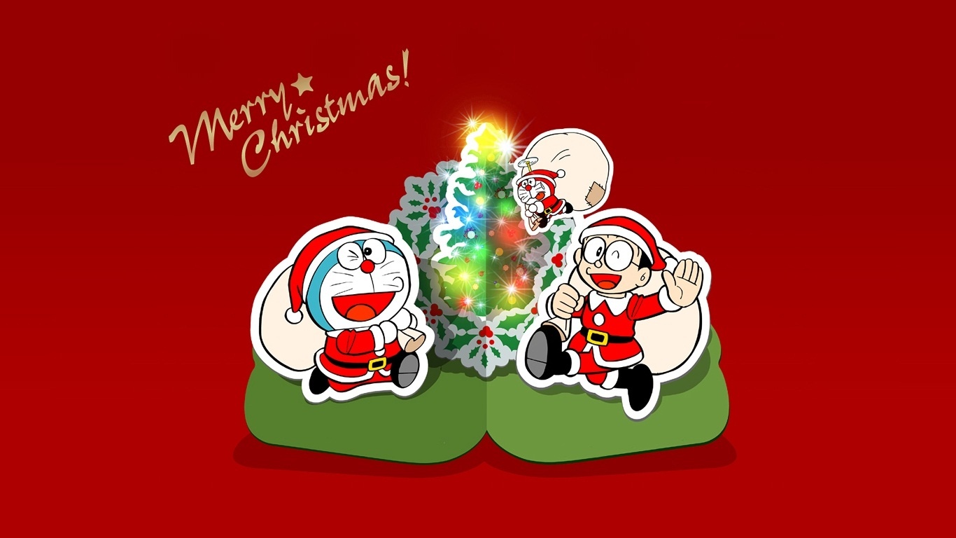 Doraemon Christmas - Doraemon Cartoon - 1366x768 Wallpaper - teahub.io