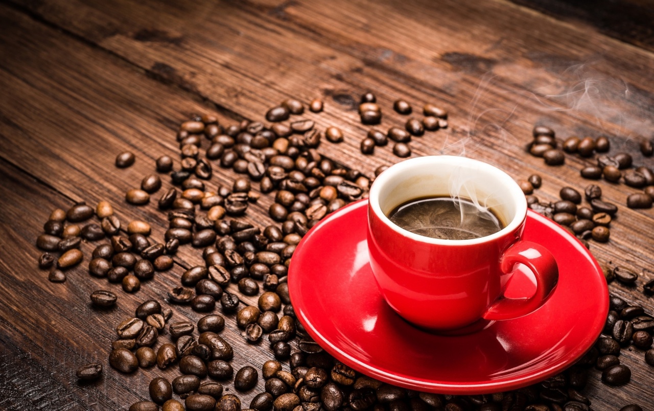 Red Coffee Cup And Coffee Beans Wallpapers - Coffee On Red Background ...