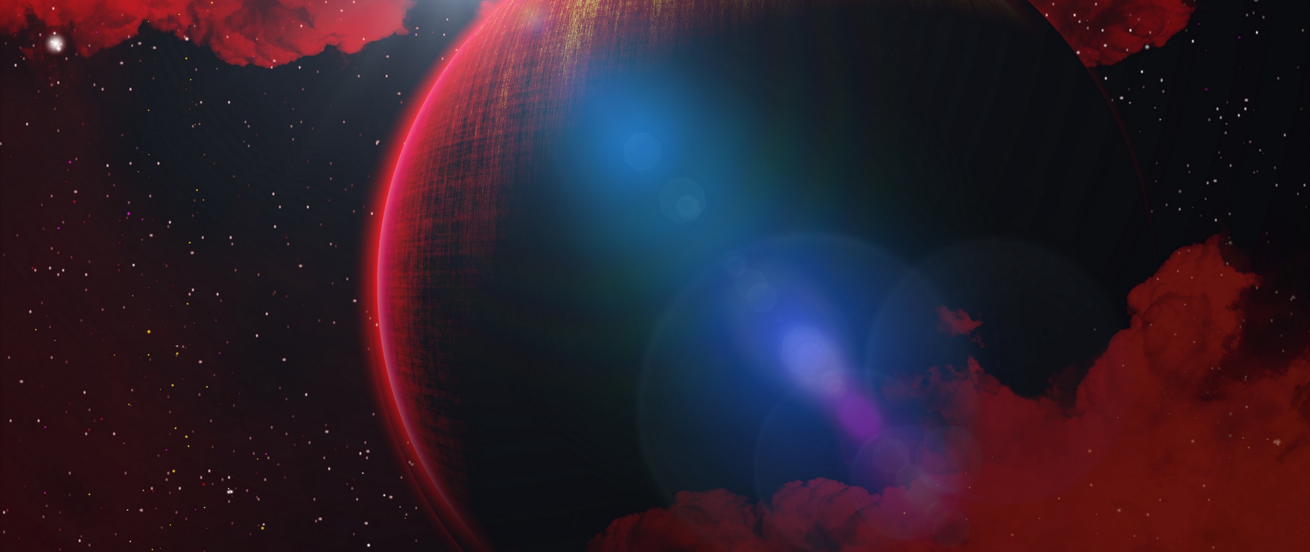 Wallpaper Planet, Red, Fantasy, Star, Space - 2560x1080 Wallpaper ...