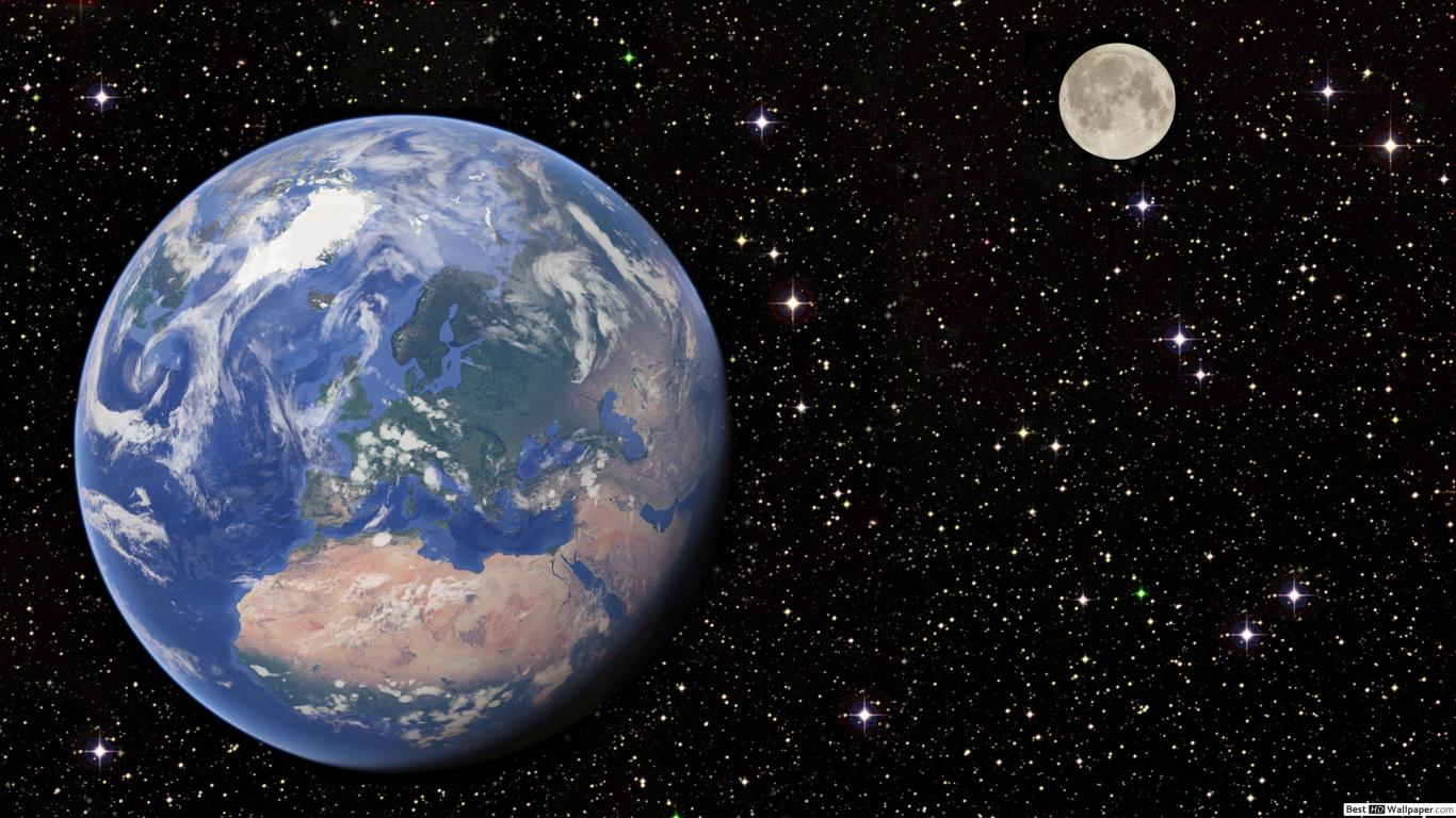 Terra E Luna Dallo Spazio - 1366x768 Wallpaper - teahub.io