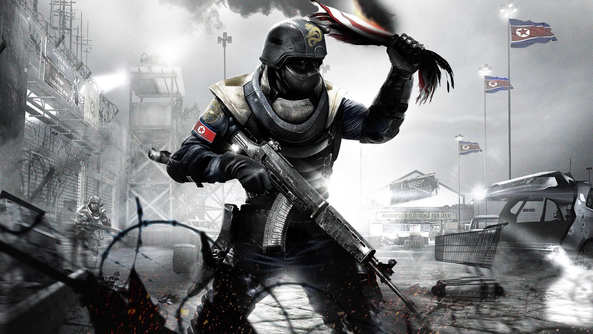 Wallpaper Homefront Soldier Ak-74 Black And White - Homefront Game ...