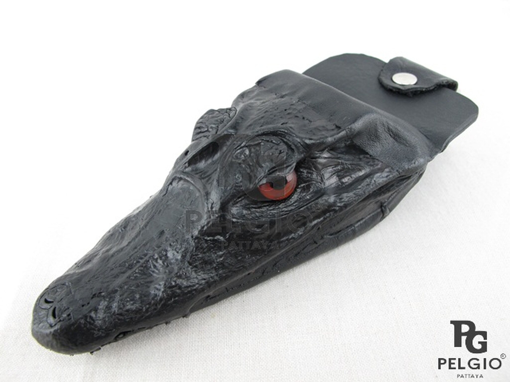 Genuine Caiman Crocodile Head Key Ring Black [cmkr001bk01-l] - American ...
