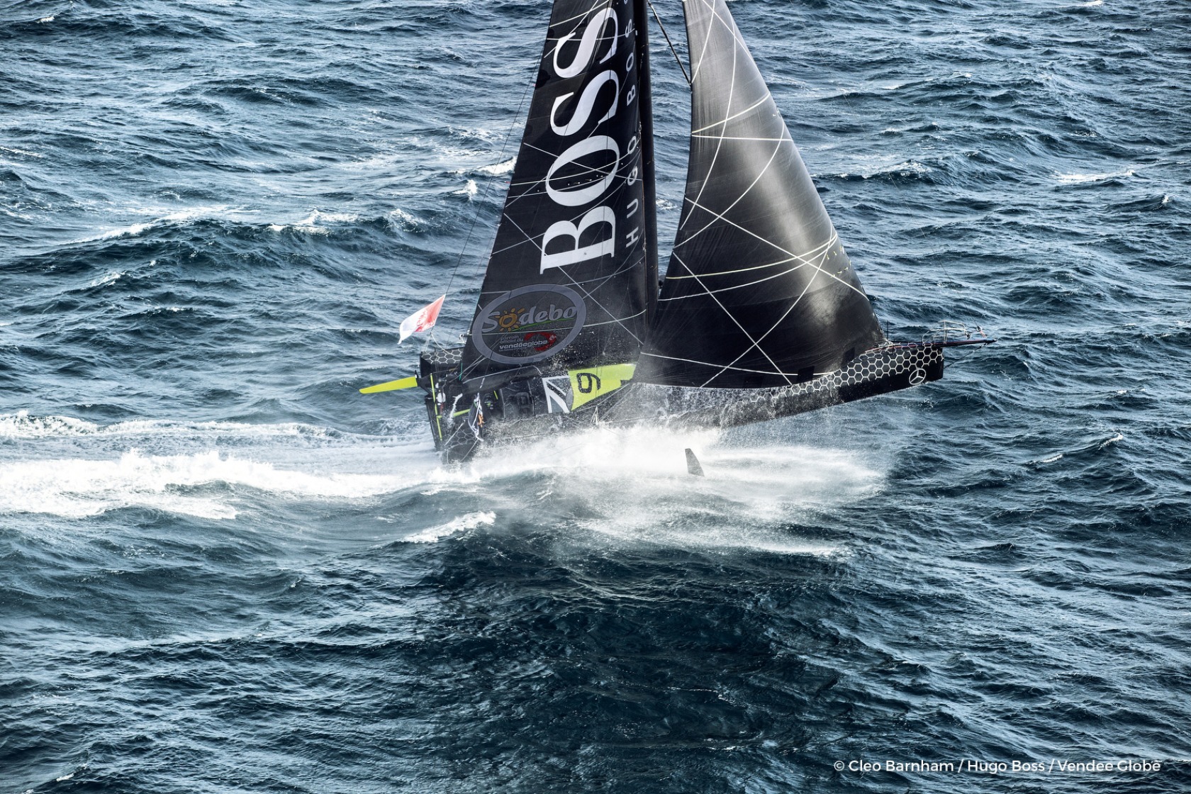 Sailing Aerial Images Of The Imoca Boat Hugo Boss, - ヴァンデ グローブ フォイル 艇 ...